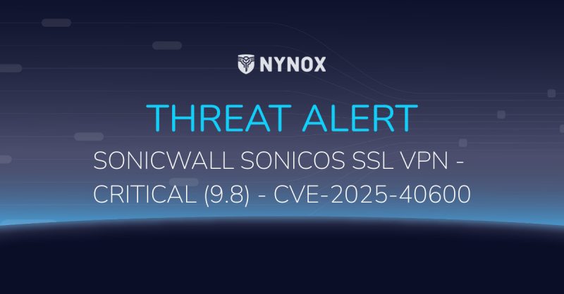 Threat alert - SonicWall SonicOS SSL VPN | Nynox